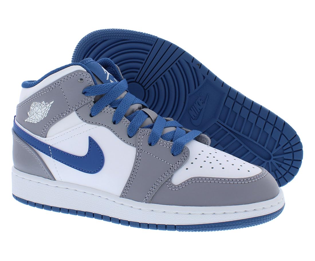 Nike mens Air Jordan 1 Mid Shoes, Cement Grey/White-true Blue, 10