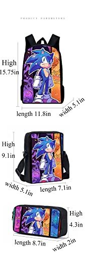 Wavlienv Cartoon 3PCS Backpack Travel Backpack Sports Backpack for Boys and Girls Game Fans Gift 2-One Size