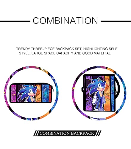 Wavlienv Cartoon 3PCS Backpack Travel Backpack Sports Backpack for Boys and Girls Game Fans Gift 2-One Size