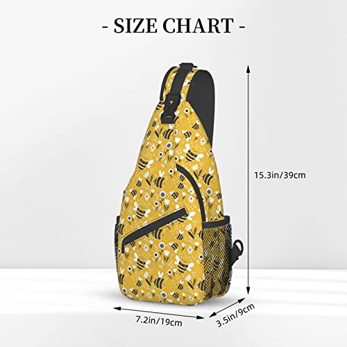 Gelxicu Cute Bees Pattern Sling Bag Crossbody Sling Backpack Shoulder Chest Bag for Women Men Travel Hiking Daypack
