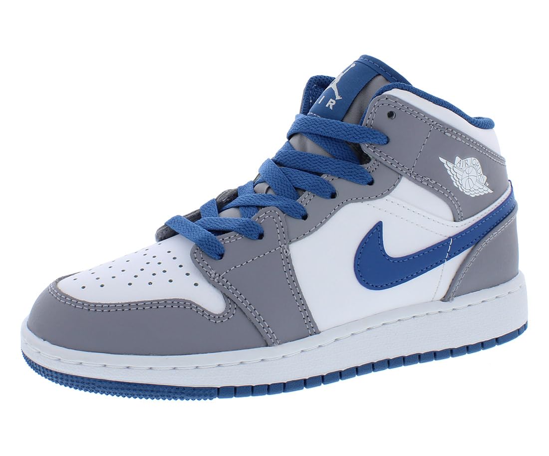 Nike mens Air Jordan 1 Mid Shoes, Cement Grey/White-true Blue, 10