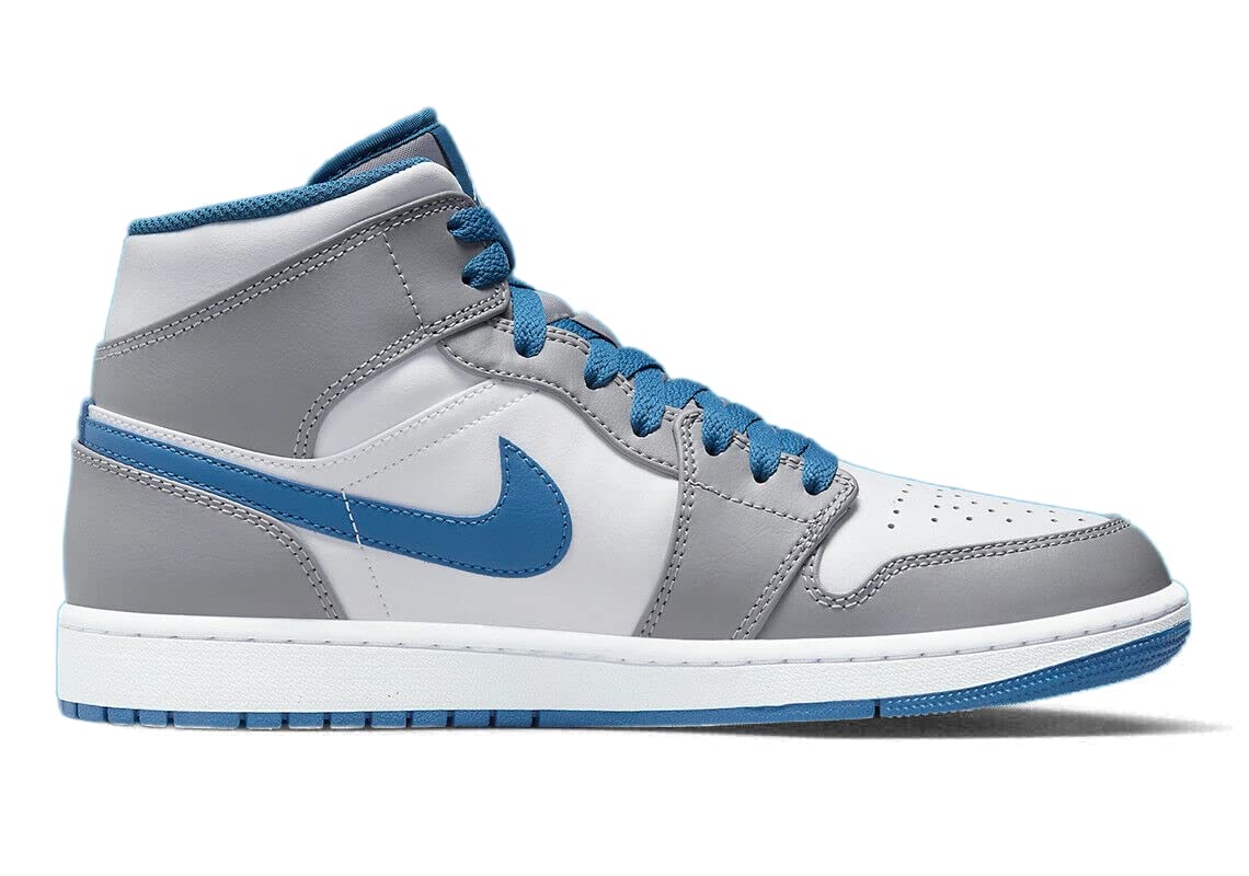 Nike mens Air Jordan 1 Mid Shoes, Cement Grey/White-true Blue, 8.5
