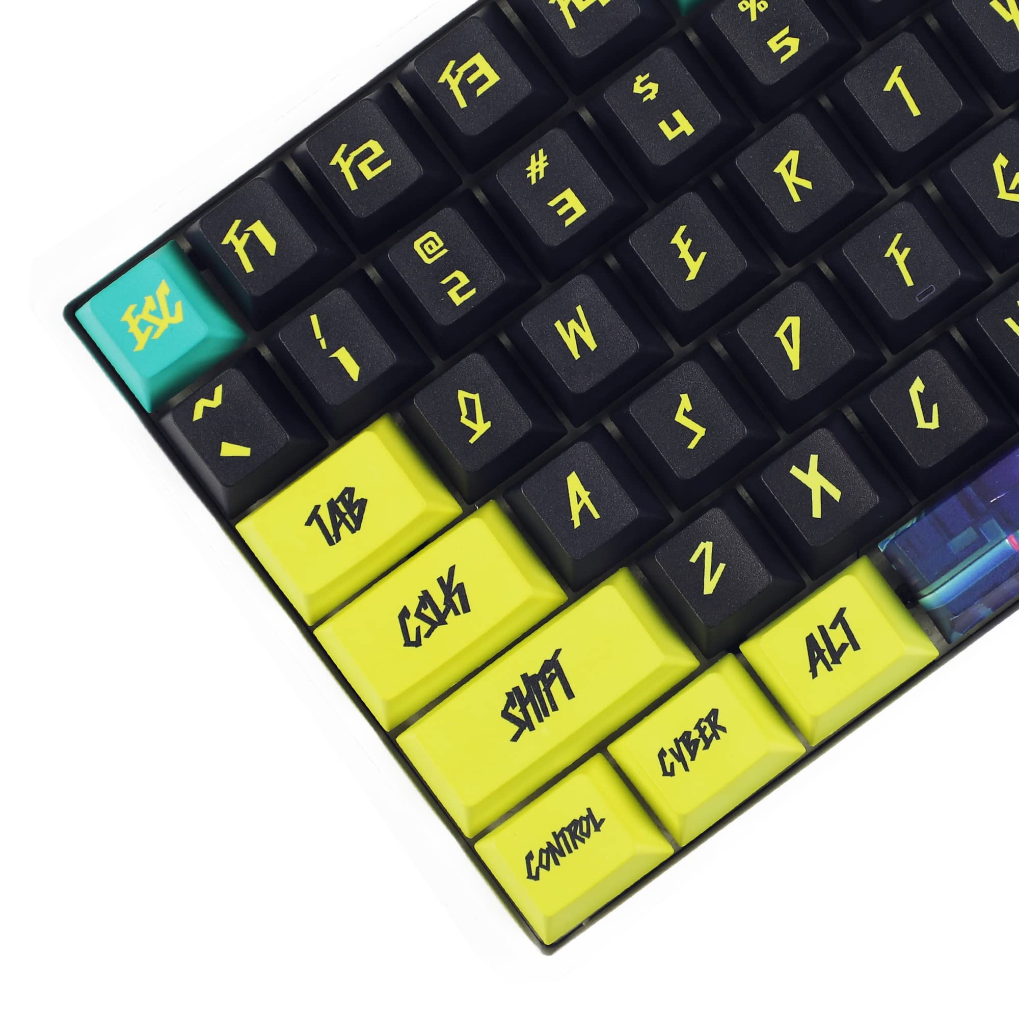 136 Key Cyber Style Cherry Profile Five Side Dye Sub Keycaps PBT Key caps for TKL 61 64 68 75 87 96 104 108 Keychron MX Keyboard