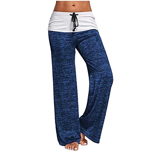 DUOWEI Pants Women Petite Yoga Yoga Quick-Drying Women's Casual Outdoor Wide-Leg Sports Pants Yoga Pants Fold Over Waist Blue
