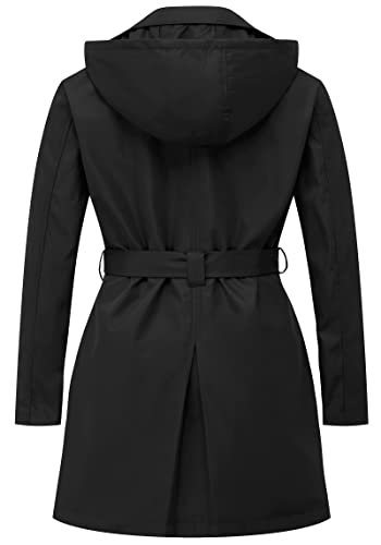 CREATMO US Plus Size Trench Coats for Women Coat Long Mid Length Relaxed-Fit Water-Resistant Black 4X