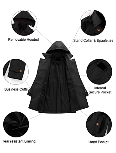 CREATMO US Plus Size Trench Coats for Women Coat Long Mid Length Relaxed-Fit Water-Resistant Black 4X