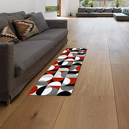 Middle Ages Kitchen Mats and Rugs, Anti-Slip Kitchen Floor Mats, Water Absorbent Comfort Memory Foam Standing Mats for Office, Sink, Laundry, Kitchen Grey Red Black Abstract Geometric Texture