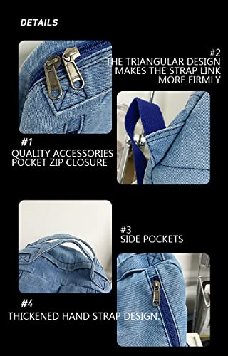 Canvas Backpack Lightweight Travel Daypack Student Rucksack Laptop Backpack Denim Medium Handbag for Women Blue (2)