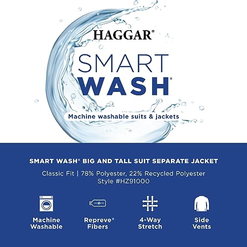 Haggar Men's Smart Wash Performance Classic Fit Big &Tall Suit Separates-Pants, Midnight Jacket-B&T, 54R