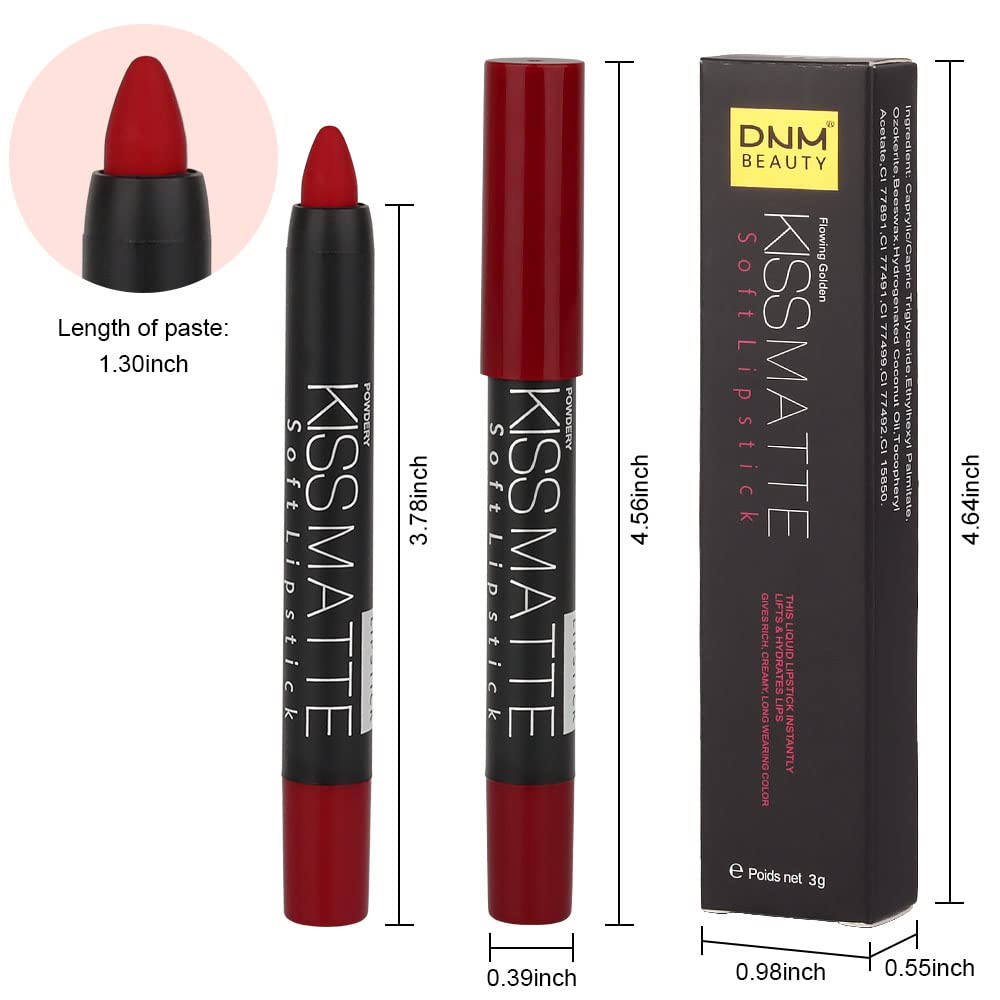 evpct 3Pcs Dark Ruby Deep Red Matte Lipstick and Lip Crayon Sticks Liner Pencil Set Red Matte Lip Liner and Liquid Stay on Lipstick 10&11&18