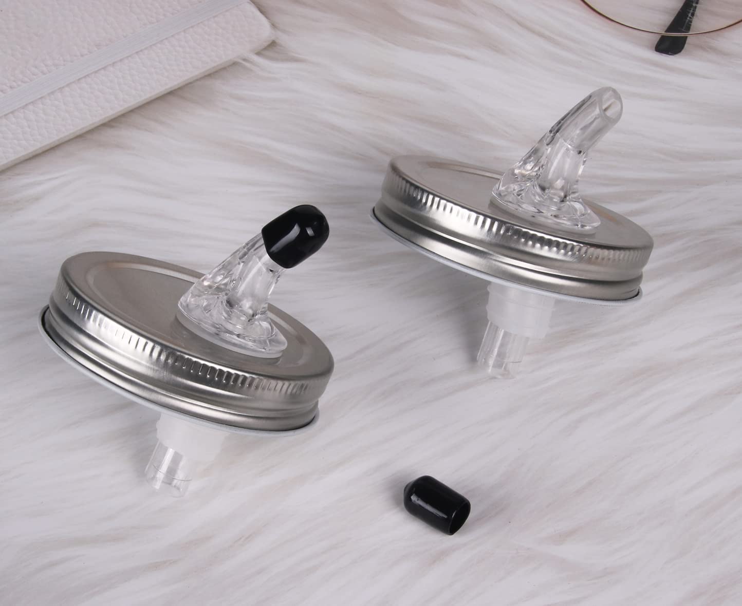 Mason Jar Pour Spouts. free flow Mason Jar Pour Spouts, mason jar for spout regular mouth size 70mm dispenser germination cover. Suitable for any liquid. LeakProof 2Pack + 4 Black Lid Caps (2 Pack