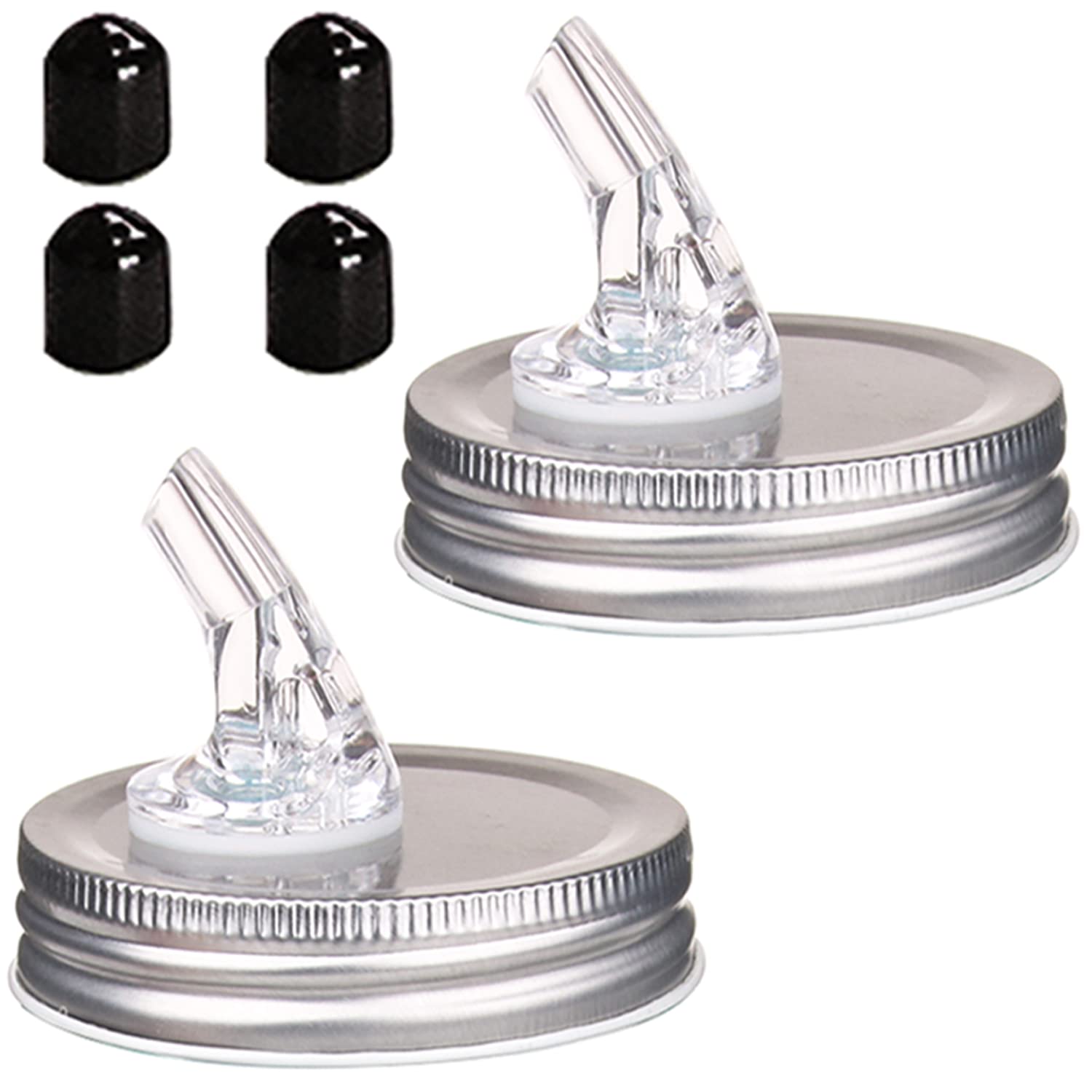 Mason Jar Pour Spouts. free flow Mason Jar Pour Spouts, mason jar for spout regular mouth size 70mm dispenser germination cover. Suitable for any liquid. LeakProof 2Pack + 4 Black Lid Caps (2 Pack