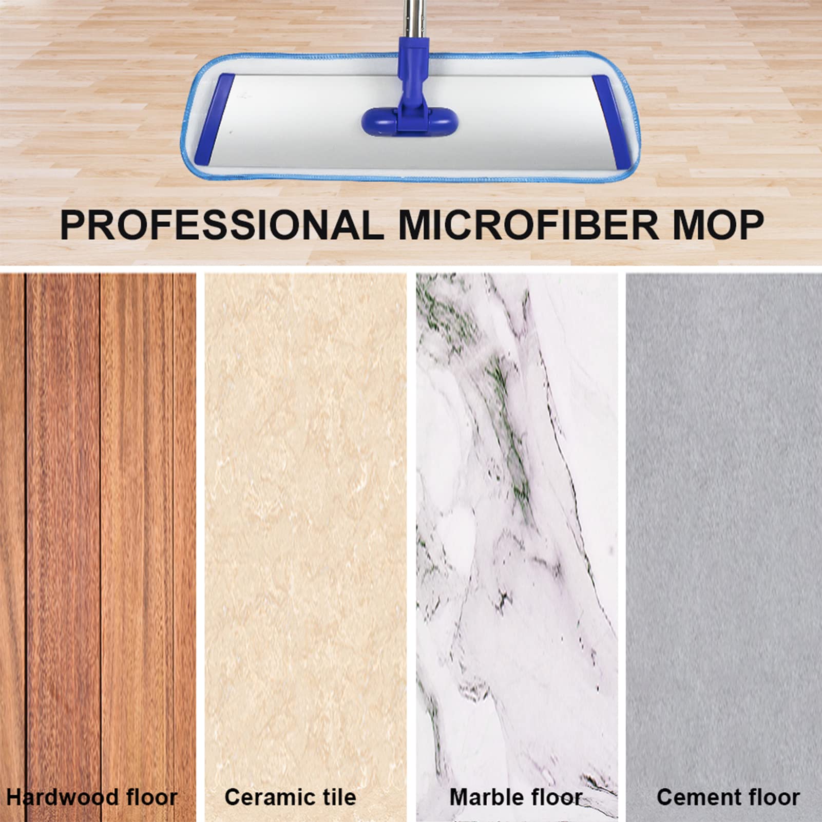 18" Microfiber Mops for Floor Cleaning,Microfiber Mop with 2 Dry Pads & 2 Wet Pads & 1 Pad Brush and a Mop Storage Unit,Microfiber Mops for Hardwood,Tile,Vinyl, Laminate,Floor Cleaning