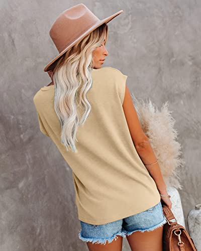 ETCYY NEW Womens Chic Hollow Basic Tops Cap Sleeve Tank Top Loose Fit T-Shirt