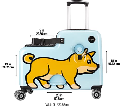 Younglingz Lil Flyer 20" kid ride on suitcase child stroller spinner luggage (Dog)