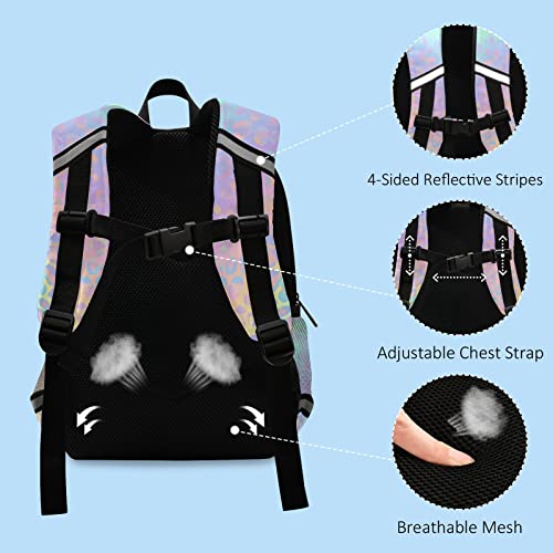 Kids Backpack for boys Toddler Bags Rainbow Leopard Rose Gold Cheetah Children Preschool Kindergarten Small 3-7 Years Old Chest Strap