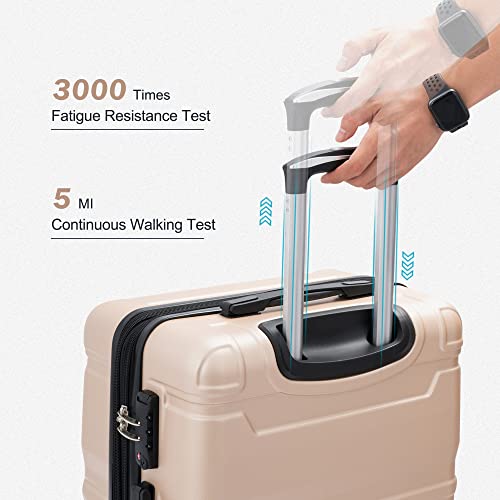 Merax Luggage Sets 3 Piece Suitcase, Hardside Suit case with Spinner Wheels Lightweight TSA Lock, Champagne, 20/24/28 Inch