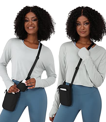 ODODOS Unisex Crossbody Bag with Removable Small Pouch Adjustable Belt Bag for Cell Phone Travel Workout Running Hiking, Black