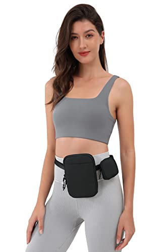 ODODOS Unisex Crossbody Bag with Removable Small Pouch Adjustable Belt Bag for Cell Phone Travel Workout Running Hiking, Black