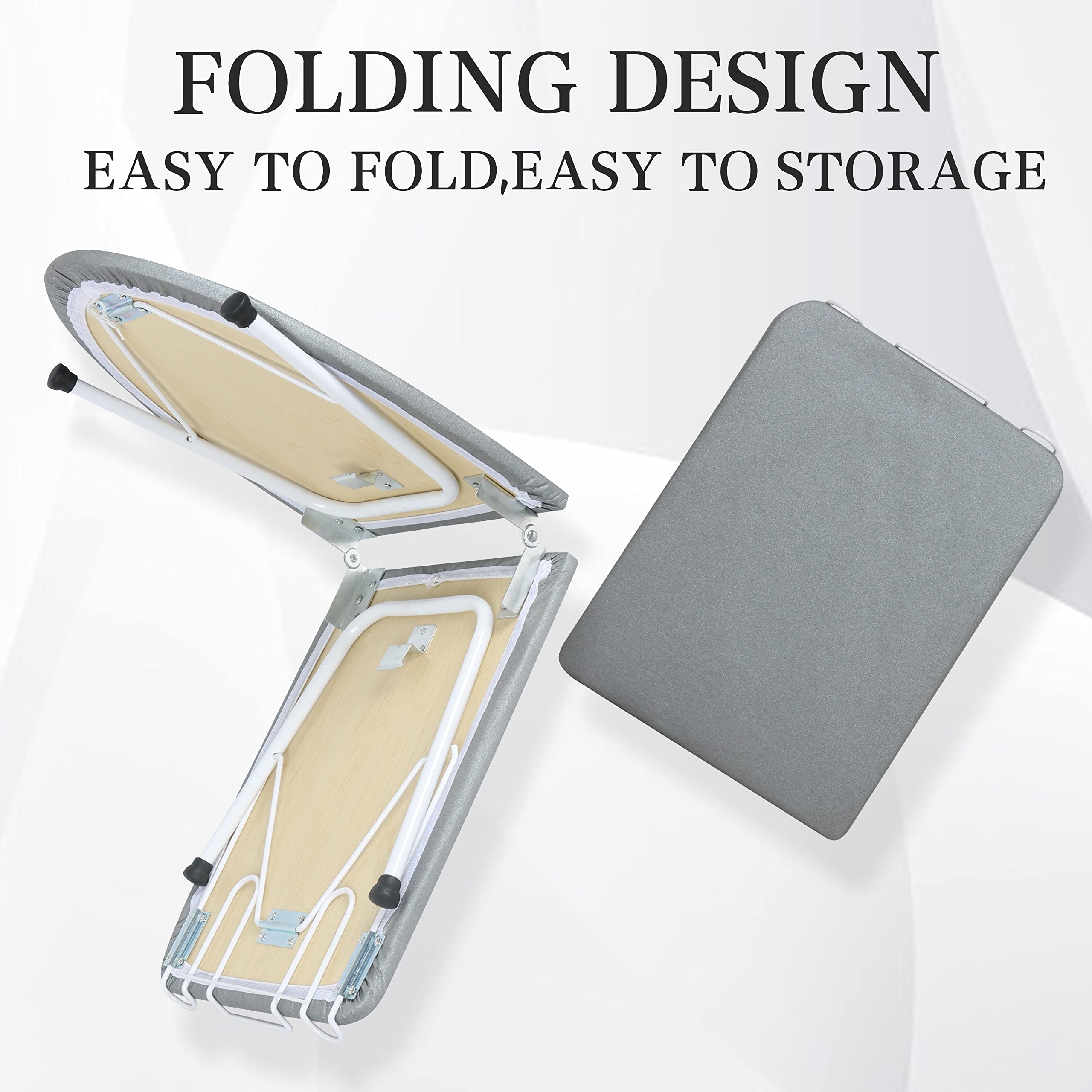 ZOES HOMEWARE Tabletop Ironing Board,Portable Iron Board with Iron Rest, Foldable Small Ironing Board with Heat Resistant Cover and 100% Cotton Pad, 31.5"x11.8"x7", Grey