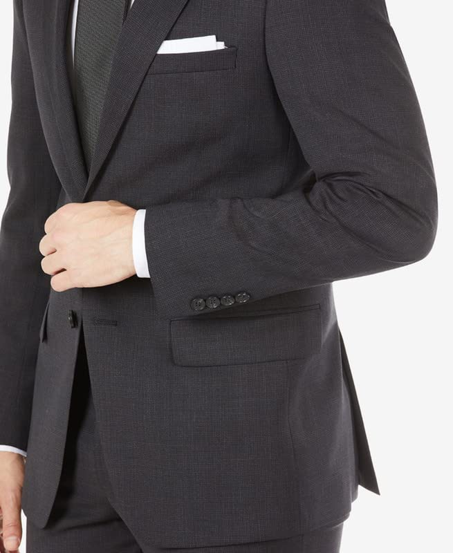 Calvin Klein Men's Slim-Fit Wool Suit Separates Jacket (Black/Brown, 40R)