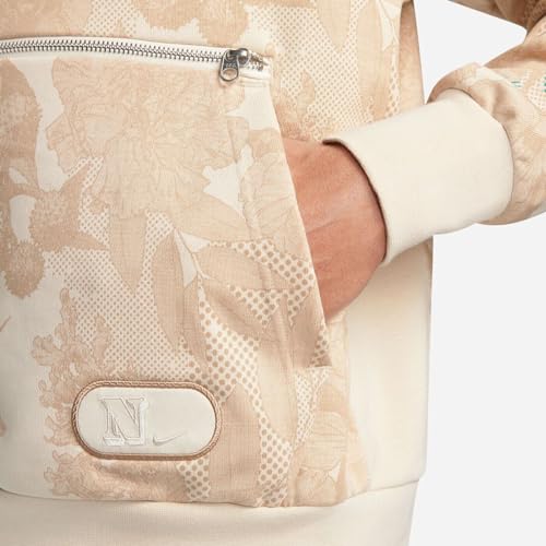 Nike Men's Standard Issue Dri-Fit Midweight Pullover Basketball Hoodie (Large, Pearl White/Flower AOP)