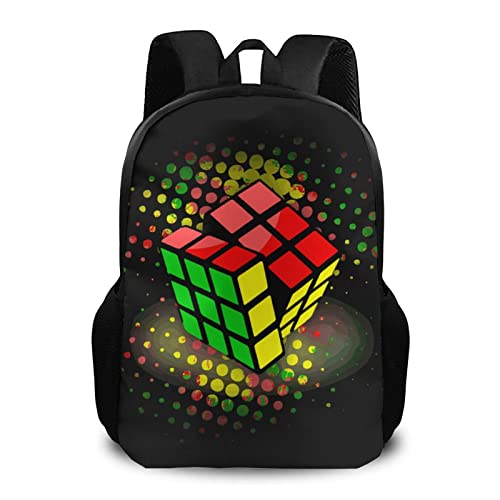 AMRANDOM Large Capacity Rucksacks, for Colorful Rubiks Cube Art Multipurpose Anti-Theft Carry On Bag with Padded Straps, College School Bookbag, Travel Hiking Backpack, Laptop Backpack