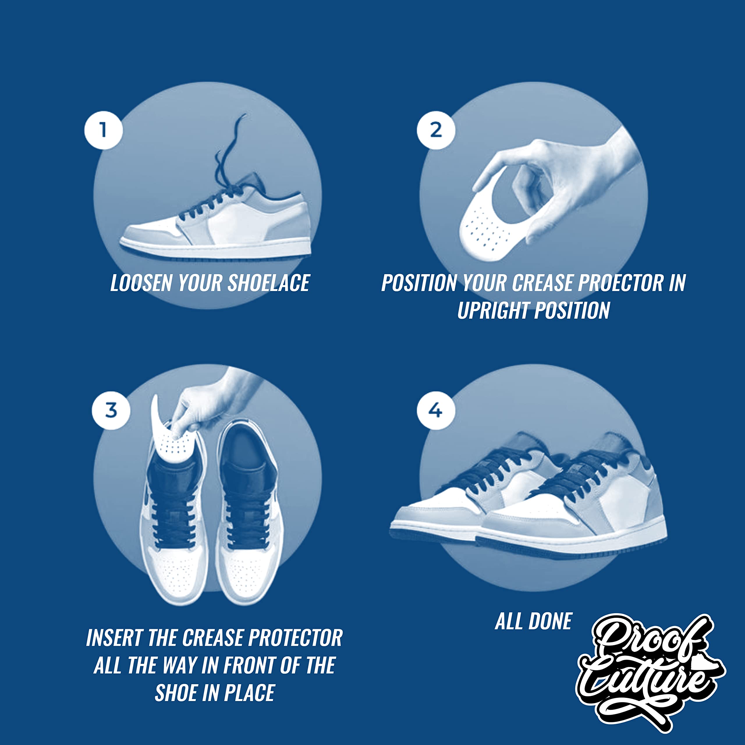 Crease Protectors for Sneakers - Anti-Wrinkle Crease Guards, Shoe Protectors for Nike, Air Jordan, Dunks, AF1 and More - Comfortable, Soft & Breathable Shoe Crease Preventer, Toe Protector