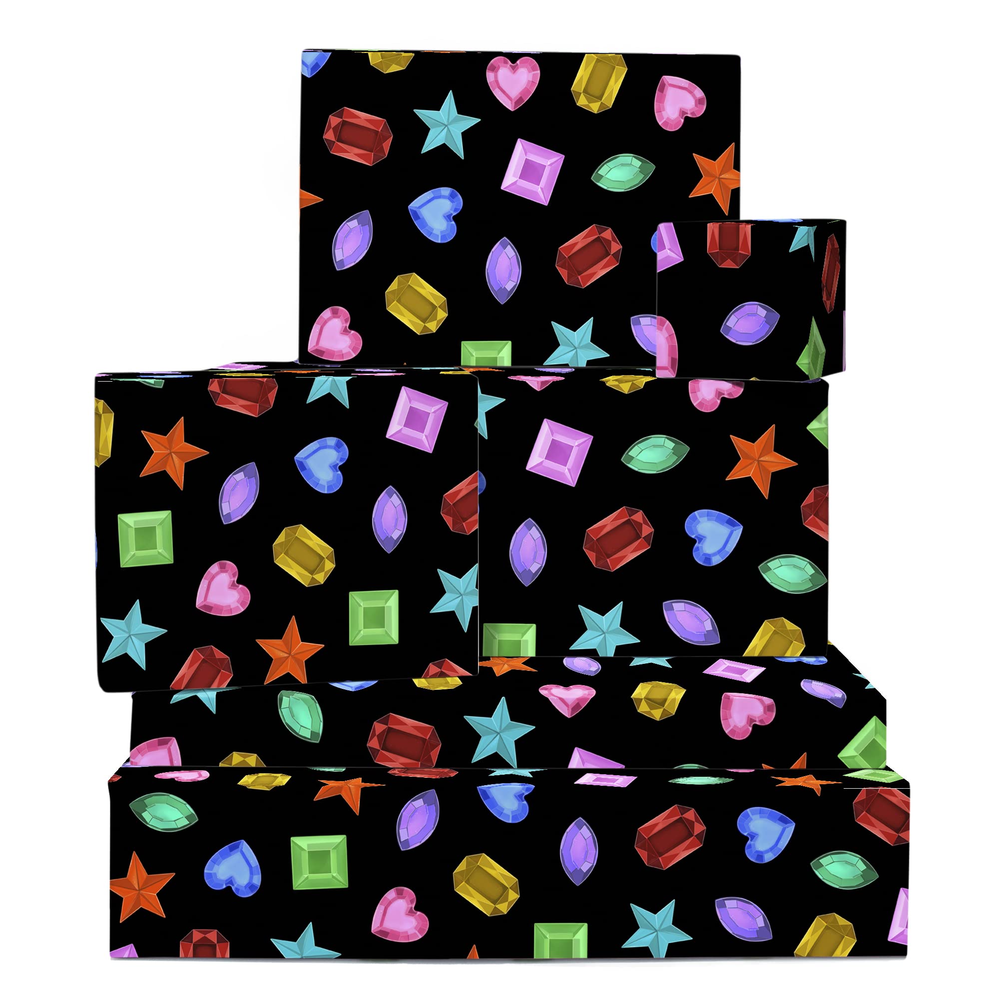 CENTRAL 23 Black Wrapping Paper - 6 Gift Wrap Sheets - Birthday Wrapping Paper Female Her Women - Comes With Stickers - Recyclable