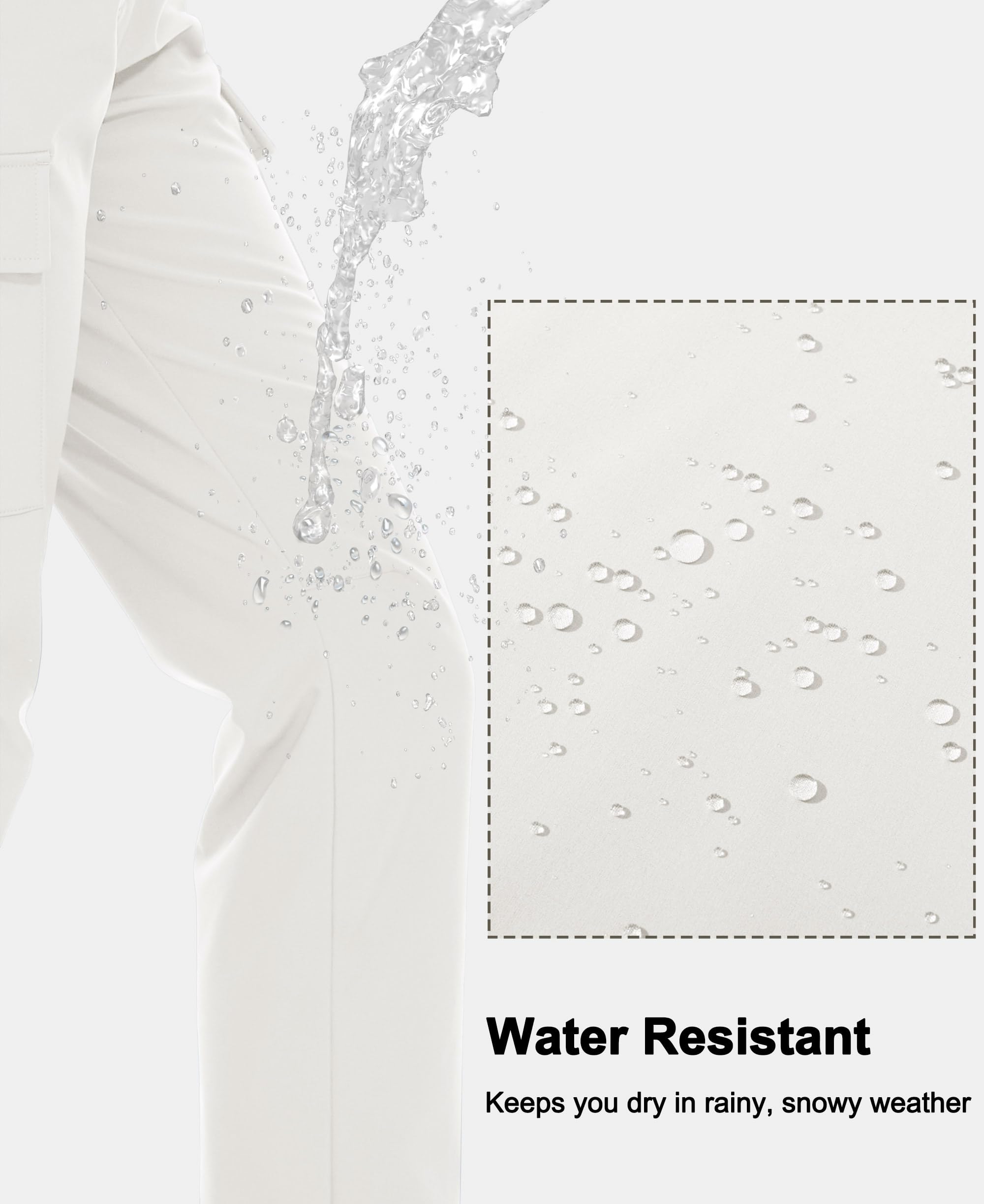 MAGCOMSEN Snow Pants Women Waterproof Insulated Outdoor Snow Softshell Pants Cold Outdoor Fleece Fleece Lined Pants White, 2XL