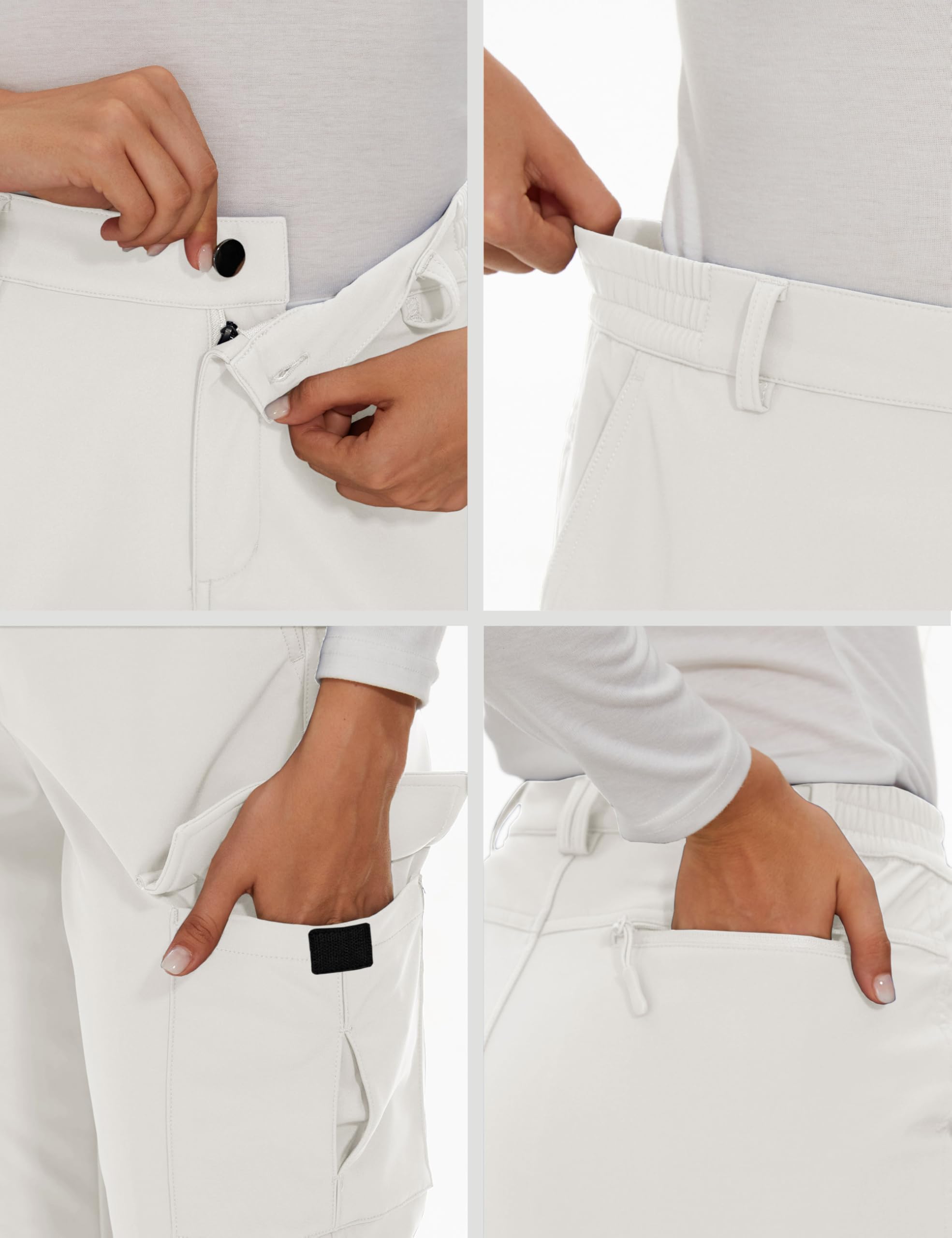 MAGCOMSEN Snow Pants Women Waterproof Insulated Outdoor Snow Softshell Pants Cold Outdoor Fleece Fleece Lined Pants White, 2XL