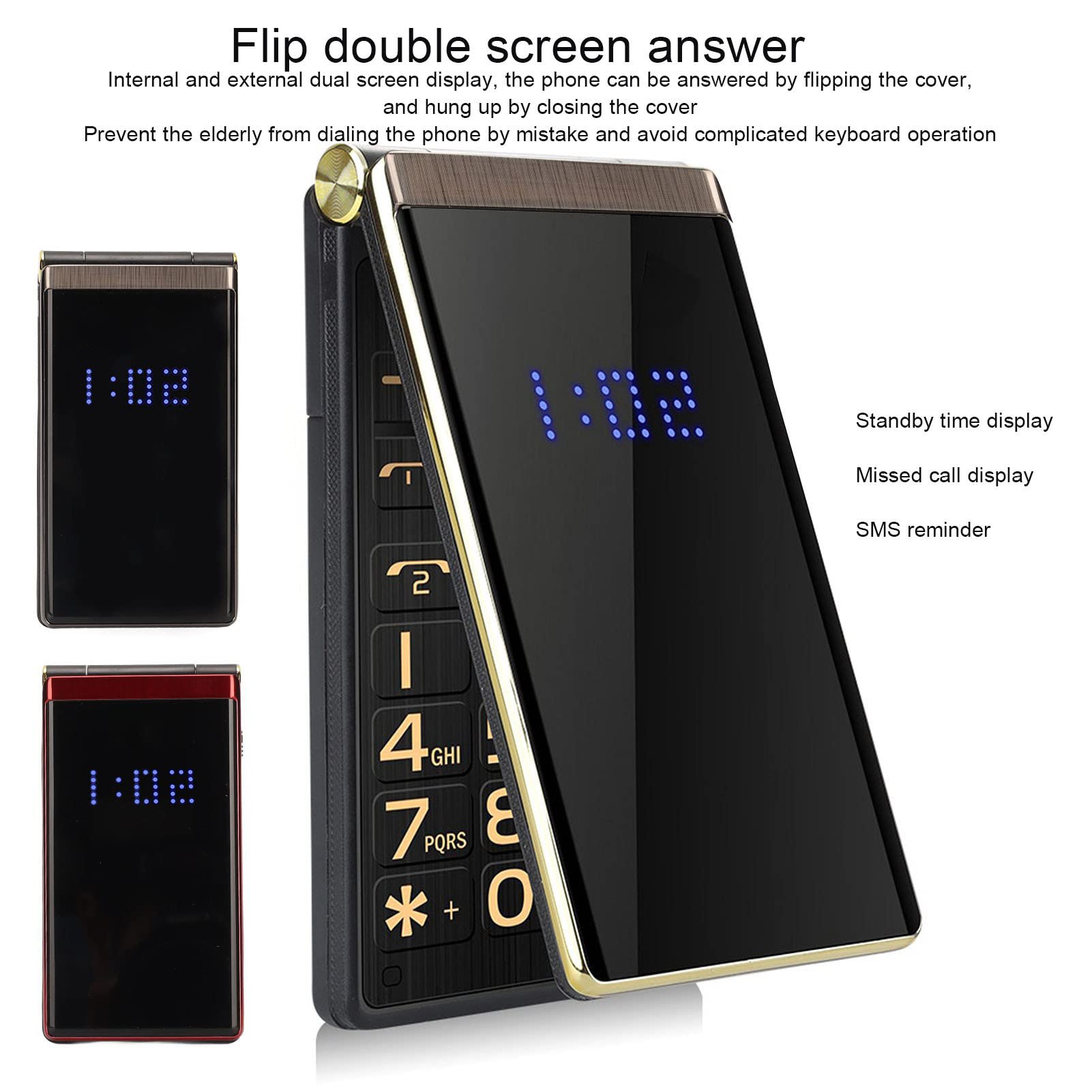 Diydeg Senior Flip Cell Phone, 2.8 Inch Screen Flip Phone for Seniors with Big Buttons, LED Flashlight, Audio Speaker, 5900mAh, Easy to Use, MP3 MP4 Unlocked Phones for Elderly (Red)