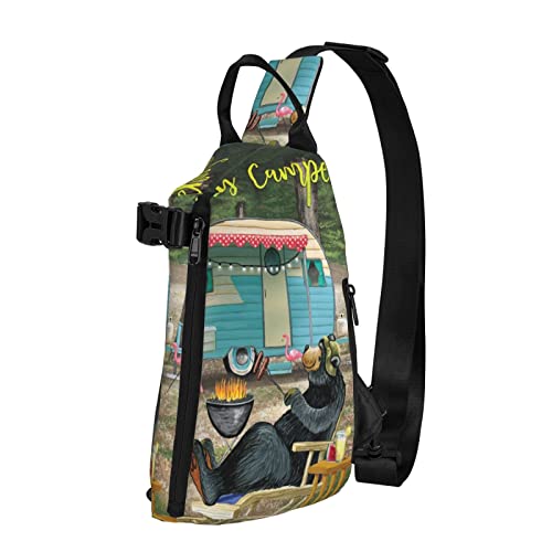 Rope Bag - Crossbody Sling Backpack Happy Camper Sling Bag Travel Hiking Chest Bag Daypack