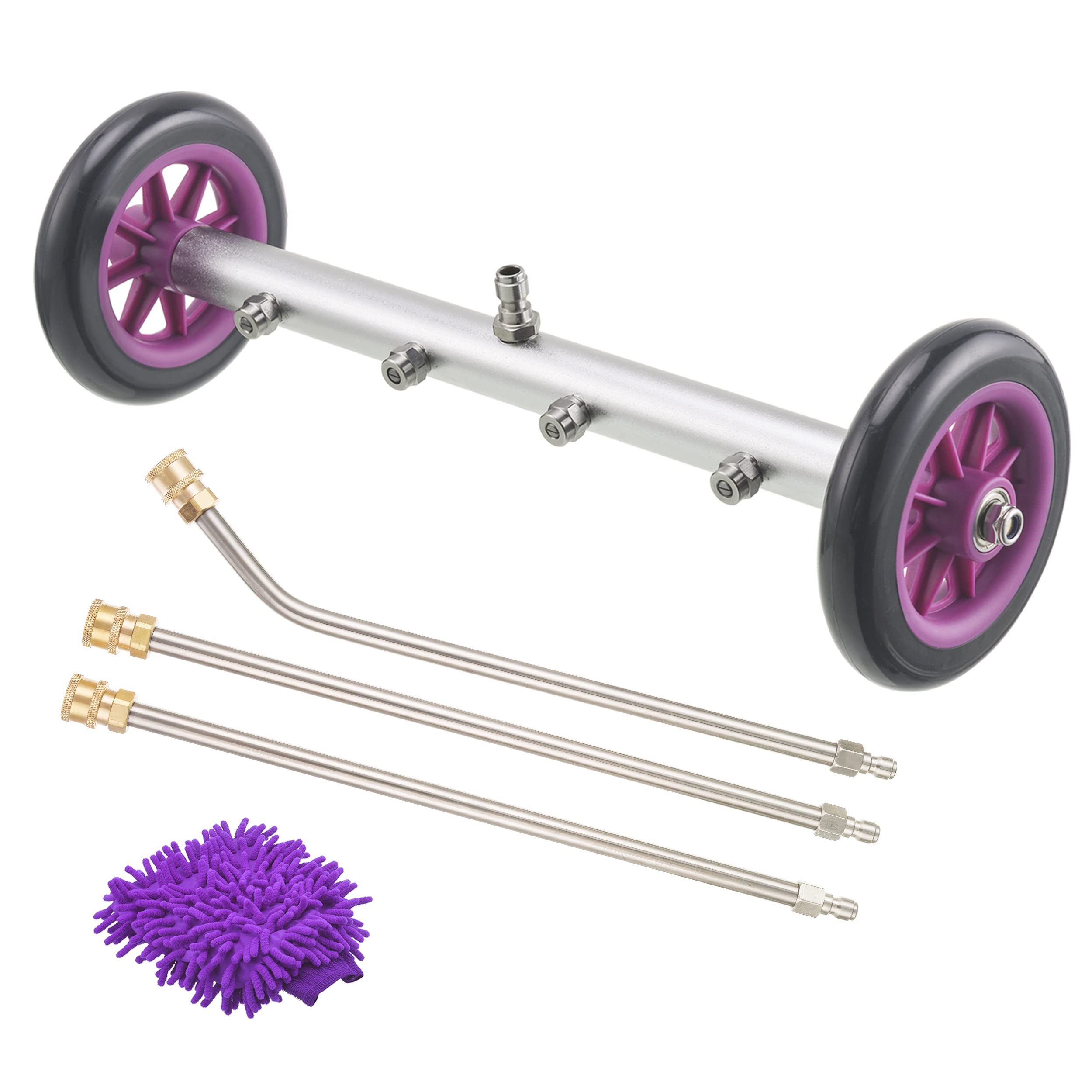 PWACCS Pressure Washer Undercarriage Cleaner â 16 Inch Power Washer Under Carriage Spray â High Pressure Washing Under Car Attachment with 3 Pcs Extension Wand â 4000 PSI