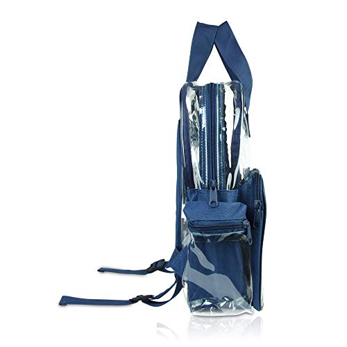 DALIX Small Clear Backpack Bag in Navy Blue