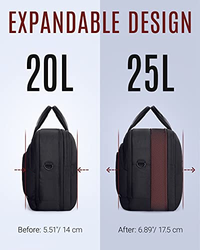 LIGHT FLIGHT Laptop Bag 17.3 Inch, Laptop Briefcase for Men Women, Expandable Large Computer Bag for Work, Office, Business Travel (Black)