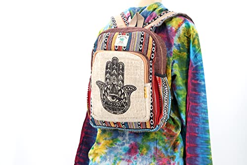 Unique Hand Print Mini Hemp Backpack Small Back Pack Hippie Bag Pack Festival Bag Pack 100% Hemp|100 VEGAN| FAIR TRADE | Handmade with Love