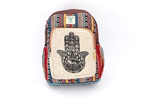 Unique Hand Print Mini Hemp Backpack Small Back Pack Hippie Bag Pack Festival Bag Pack 100% Hemp|100 VEGAN| FAIR TRADE | Handmade with Love
