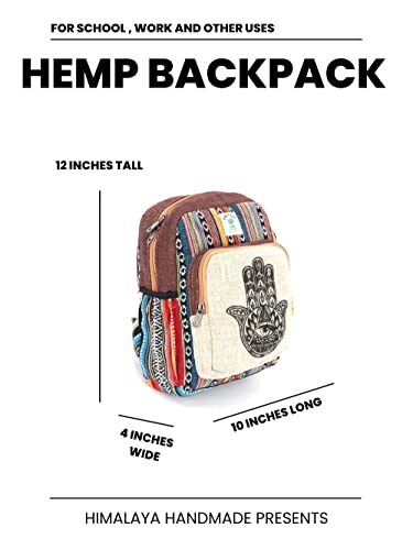 Unique Hand Print Mini Hemp Backpack Small Back Pack Hippie Bag Pack Festival Bag Pack 100% Hemp|100 VEGAN| FAIR TRADE | Handmade with Love