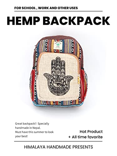 Unique Hand Print Mini Hemp Backpack Small Back Pack Hippie Bag Pack Festival Bag Pack 100% Hemp|100 VEGAN| FAIR TRADE | Handmade with Love