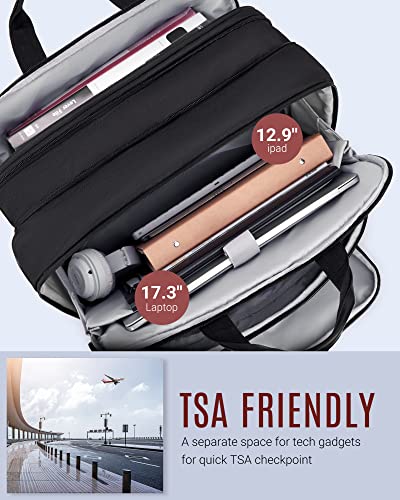 LIGHT FLIGHT Laptop Bag 17.3 Inch, Laptop Briefcase for Men Women, Expandable Large Computer Bag for Work, Office, Business Travel (Black)