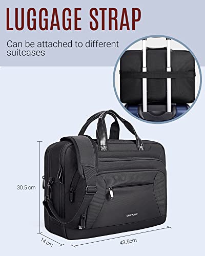 LIGHT FLIGHT Laptop Bag 17.3 Inch, Laptop Briefcase for Men Women, Expandable Large Computer Bag for Work, Office, Business Travel (Black)
