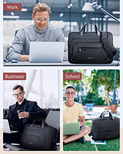 LIGHT FLIGHT Laptop Bag 17.3 Inch, Laptop Briefcase for Men Women, Expandable Large Computer Bag for Work, Office, Business Travel (Black)