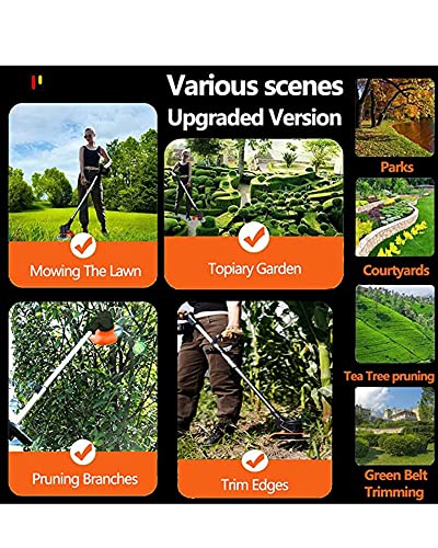 Electric String Trimmer Weed Wacker Lawn Edger with 2 Li-Ion Battery 1 Charger and 16 Cutting Blades for Lawn Yard Garden Bush Trimming & Pruning