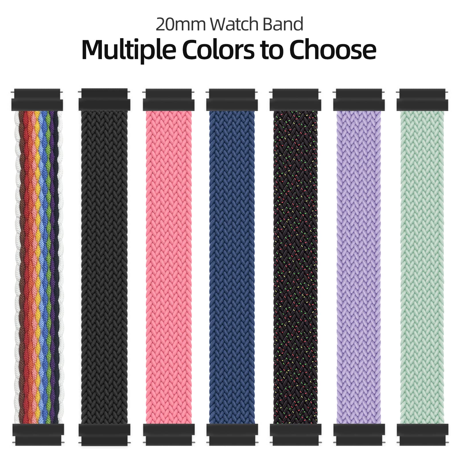 SimpleThings Nylon Solo Loop Compatible for Gizmo Watch Gabb Watch 1/2/3 Watch Band Replacement, 20mm Braided Breathable Stretchy Sport Watch Strap for Kids Boys Girls
