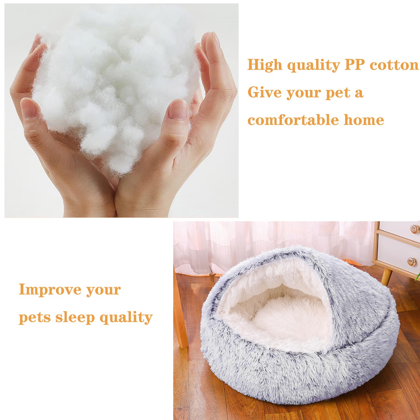 Small Dog Bed, Donut Cuddler Nest Warm Soft Plush Faux Fur Washable Dog Bed with Non-Slip Bottom for Medium Small Dogs Snooze Sleeping Indoor (65cm/25in)