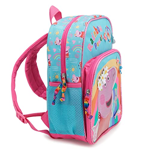 Peppa Pig Glitter Floating Confetti Backpack for Girls, Pre-school bookbag with Front Pocket, 12β Bookbag w/Padded Back and Adjustable Shoulder Straps