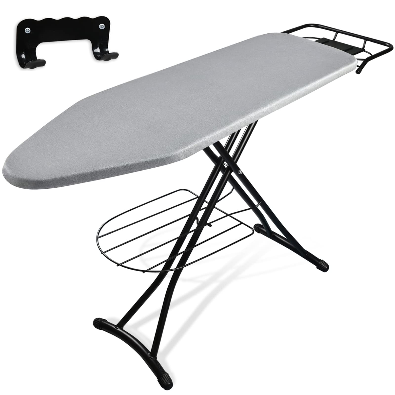 PickyanDco Foldable Ironing Board with Heat Resistant Cover, Steam Iron Rest and Non-Slip Legs - Sturdy Metal Frame Full Metal Construction Iron Board(14 * 34 * 53inches)