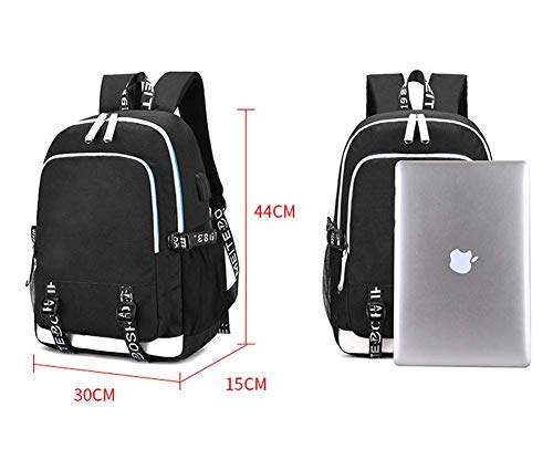 Gmoke Cartoon Canvas Laptop Backpack for Teen, Backpack for Women Men with USB Charging Port. (Blue8)