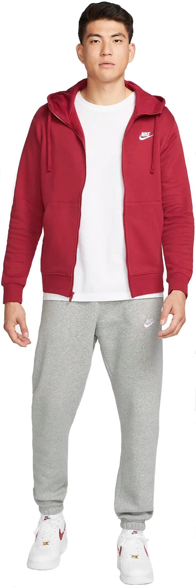 Nike "Sportswear Club Fleece Men's Full-Zip Hoodie (BV2645-690) Pomegranate, Size: Small